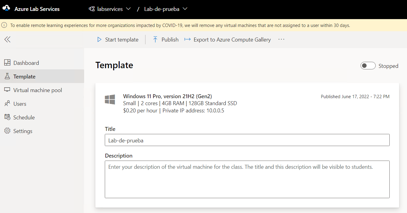 Create Virtual Environments With Azure Lab Services